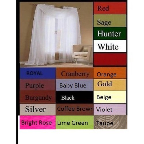 SHEER VOILE 216" WINDOW SCARF ROYAL BLUE | eBay