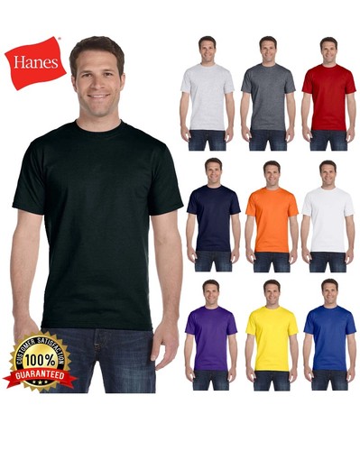 Hanes Men's ComfortSoft 100% Cotton Lay Flat Collar Blank T-Shirt 5280 ...
