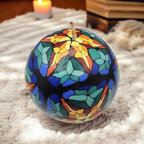 Glowing Millefiori Candle 4" Round Multicolor Vintage California Candle ...