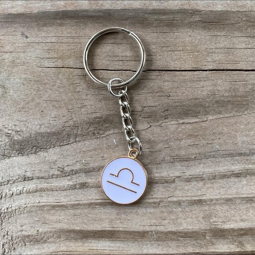 Libra White Gold Keychain Handmade Gift Zodiac Star Sign Spiritual ...