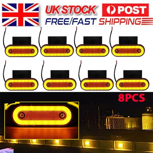 8X Led Lights Side Marker Orange Amber Amber Trailer Truck Lorry ...