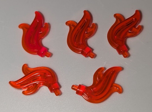 Lego Lot of 5 Trans Neon Orange Minifigure Plume Feather Triple Flame ...