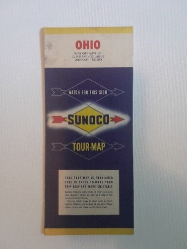 Vintage 1950s SUNOCO Gas Company Ohio Tour Road Map City Maps Counties ...