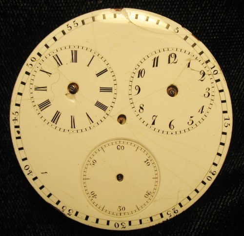 Vintage 2 Train Dual Time Chronograph Pocket Watch Movement for repair ...