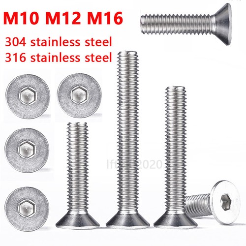 M10 M12 M16 COUNTERSUNK BOLTS ALLEN SOCKET SCREWS A2 / A4 STAINLESS ...