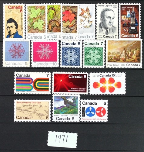 CANADA Postage Stamps, 1971 Year Set collection, 18 different Mint NH ...