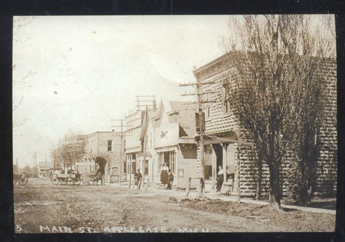 REAL PHOTO APPLEGATE MICHIGAN DOWNTOWN STREET SCENE STORES POSTCARD ...