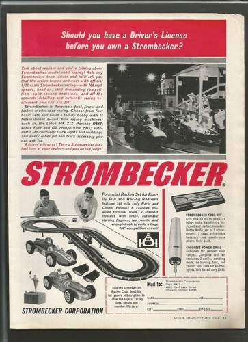 1964 Print Ad Strombecker Formula Racing Set Chicago Kids Model Road ...
