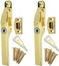 2x POLISHED BRASS LOCKING CASEMENT WINDOW STAY 250mm Timber Frame Lock ...