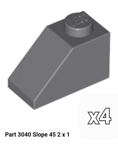 LEGO NEW Parts 3040 Slope 45 2 x 1 DARK BLUISH GRAY - Lot of 4 ...