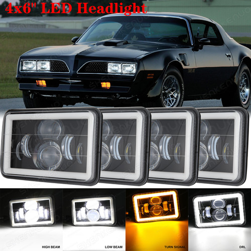 4pcs 4x6" LED Headlights For Pontiac Firebird Trans AM 1977 1978 1979 ...