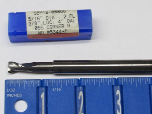 ROBB JACK 5/16" 2-FL CENTER CUTTING .055 RADIUS EXTENDED SHANK END MILL ...