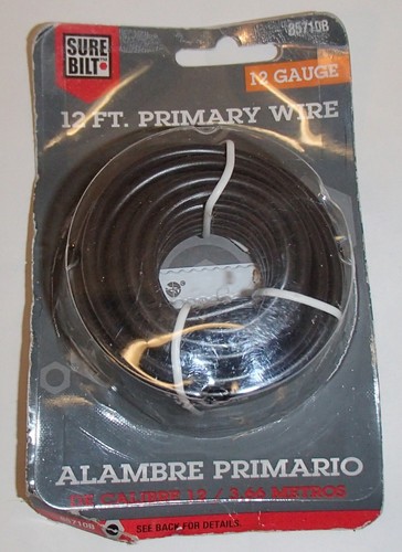 Sure Bilt 12 Gauge 12' Feet Primary Black Electrical Wire 85710B | eBay