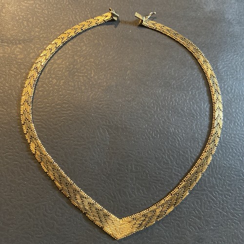 Italian Sterling Reversible Tri Color Chevron Link Gold Plated Necklace ...