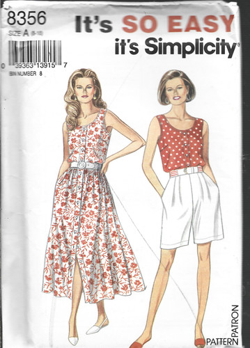 Simplicity It's So Easy Pattern #8356-Misses Shorts-Skirt and Top 8-18 ...