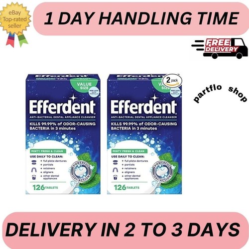 Efferdent Retainer & Denture Cleaner Tablets, Minty Fresh Clean,126Ct ...