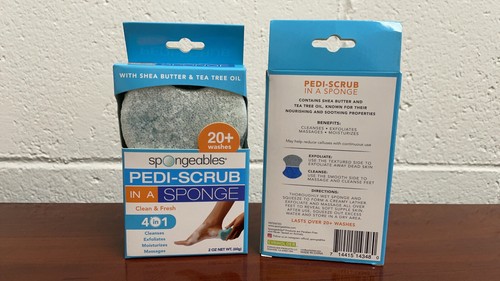 NEW Spongeables Pedi Scrub In A Sponge Foot Buffer Clean & Fresh lasts ...