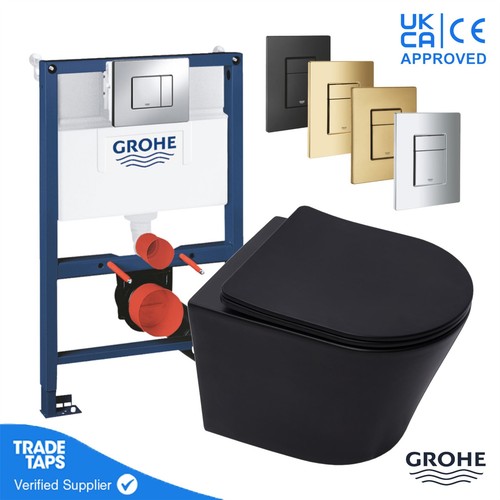 Black Wall Hung Toilet WC Pan Frame GROHE 0.82m Low Height Concealed ...