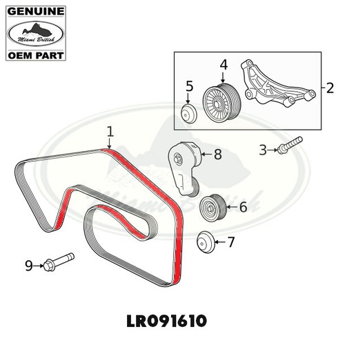 LAND ROVER PRIMARY SERPENTINE BELT RANGE VELAR 3.0L V6 SC 17-20 ...