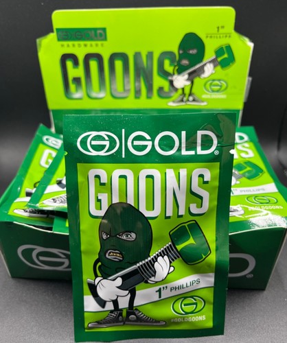 GOLD GOONS Skateboard Hardware ( 1 ) INCH Phillips "Black and Green ...