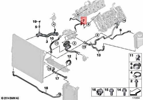 2007-2013 BMW E70N E71 Cooling System Coolant Hose Vent Pipe ...