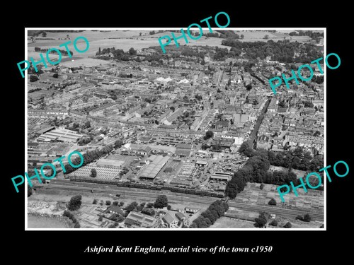 OLD 8x6 HISTORIC PHOTO OF ASHFORD KENT ENGLAND AERIAL VIEW OF TOWN ...