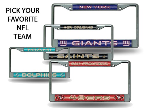 NFL Teams - Licensed Bling Glitter Chrome License Plate Frame Car Truck ...