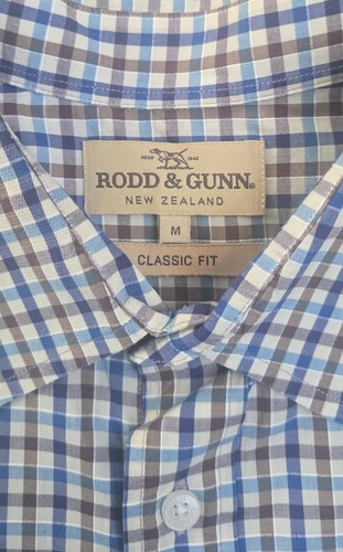 Rodd & Gunn Medium Men's Classic Fit Blue Brown Checkered Shirt Casual Pocket | eBay