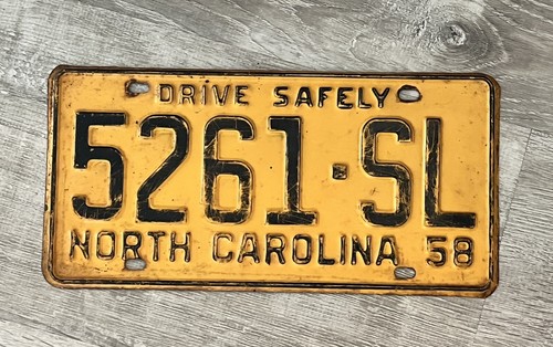Vintage North Carolina NC license Tags 1958 Yellow Black Antique | eBay