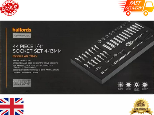 Halfords Advanced 44 Piece 1/4" Socket Set Modular Tray | eBay
