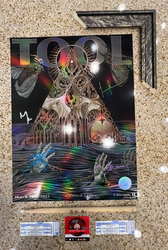 TOOL - BAND SIGNED POSTER - CHICAGO 2022 TOUR FOIL w/ BACKSTAGE PASS ...