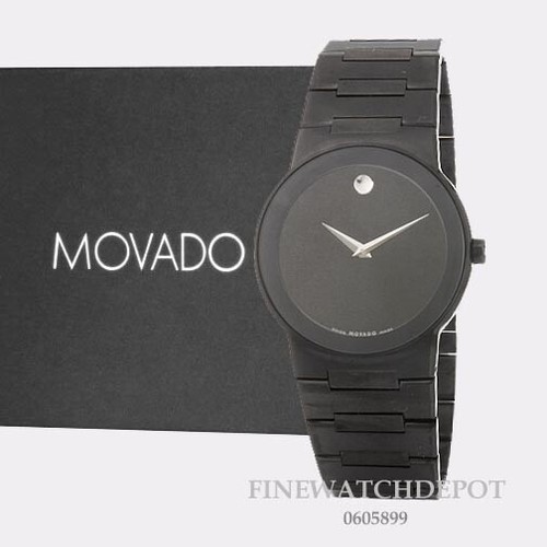 Authentic Movado Mens Safiro Stainless Steel Case Black Dial Watch ...