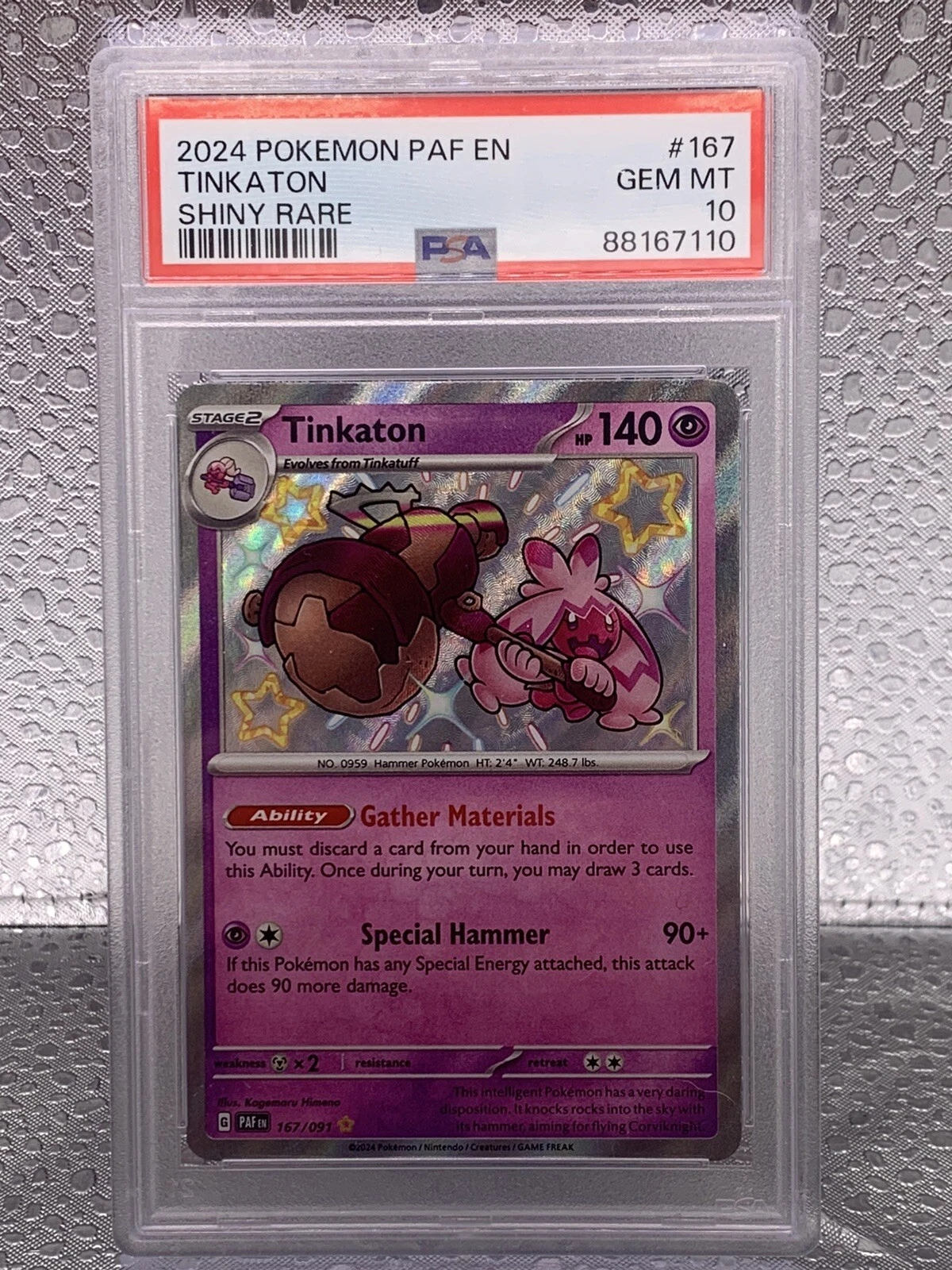 Tinkaton 2024 Paldean Fates #167/091 Shiny Rare PSA 10 Price Guide ...
