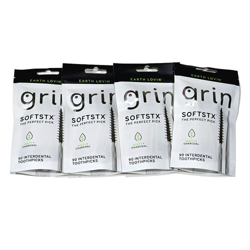 4 Pack Grin Softstx The Perfect Pick Minty Charcoal 90 Interdental ...