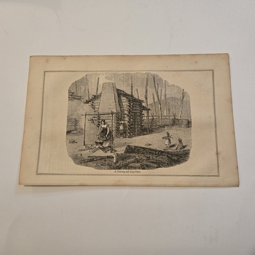 A Clearing And Log Cabin Wisconsin c. 1853 Engraving (395) | eBay