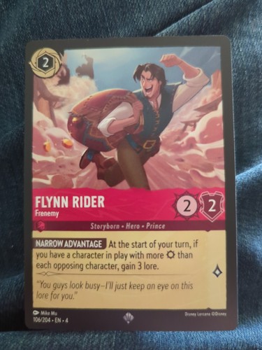 Flynn Rider, Frenemy, Super Rare Card NM Disney Lorcana ccg card game ...