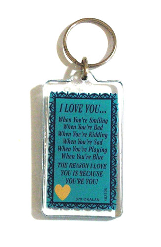 Vintage KALAN Keychain Acrylic Fob I LOVE YOU... Key Ring | eBay