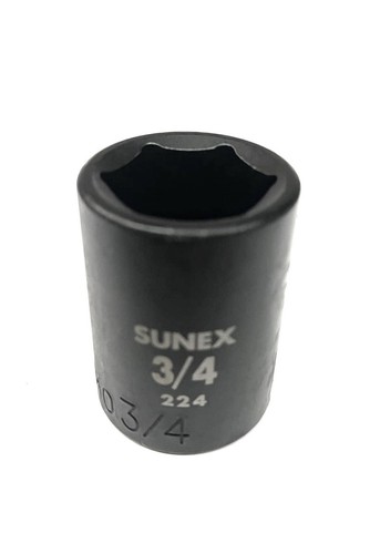 Sunex 224 3/4" 1/2" Drive 6 Point Shallow Impact Socket Standard Tools ...