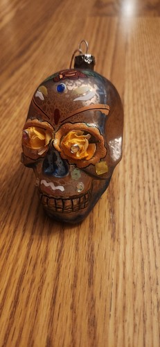 Blown Glass Sugar Skull Ornament | eBay