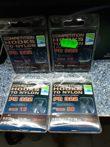 Preston PR322 Hooks to Nylon Solihull Angling Centre | eBay UK
