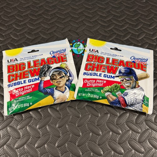 OPENING DAY 2-PACK LOT BIG LEAGUE CHEW SHREDDED BUBBLE GUM "OUTTA HERE ...