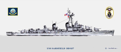 USS Sarsfield in 50s DD-837 Ship Print US Navy | eBay