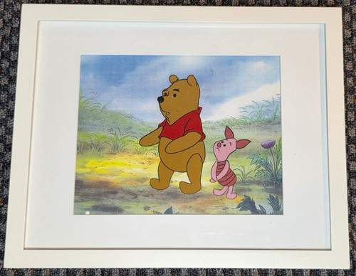 WINNIE THE POOH & PIGLET DISNEY PRODUCTION ANIMATION CEL FRAMED WITH ...
