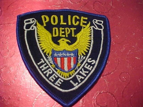 THREE LAKES WISCONSIN POLICE PATCH SHOULDER SIZE NEW TYPE 1 NOT A BADGE ...