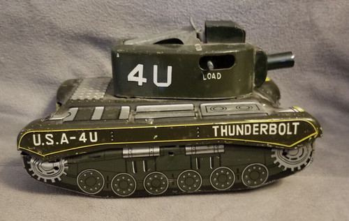 Vintage Frankonia Japanese Tinplate Tank Thunderbolt Toy Car Cap Action ...