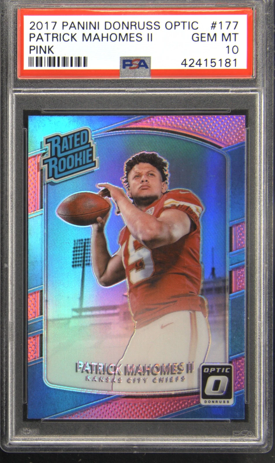 Patrick Mahomes II 2017 Optic #177 Pink Price Guide - Sports Card Investor