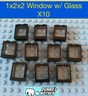 Lego Reddish Brown Window 1x2x2 Flat Front w/ Black Lattice Pane X10 ...