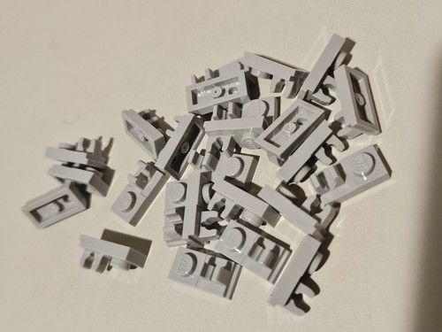 Lego x25 Medium Stone Grey Plate Mod 1x2 with Clip, Part 92280, Element ...