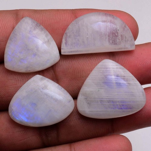 4 Pcs Natural Blue Shine Moonstone Untreated 20mm-29mm Mix Cabochon ...