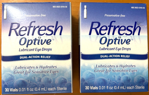 Refresh Optive Lubri. Eye Drops Pr. Free 30/VL *LOT OF 2* EXP: 02/26 ...
